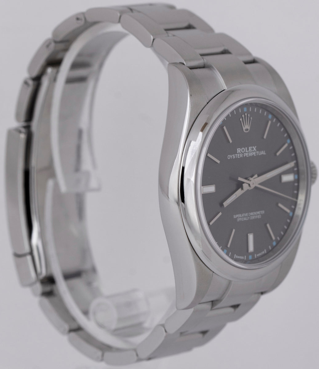 MINT Rolex Oyster Perpetual 39mm RHODIUM Stainless Steel Automatic Wat