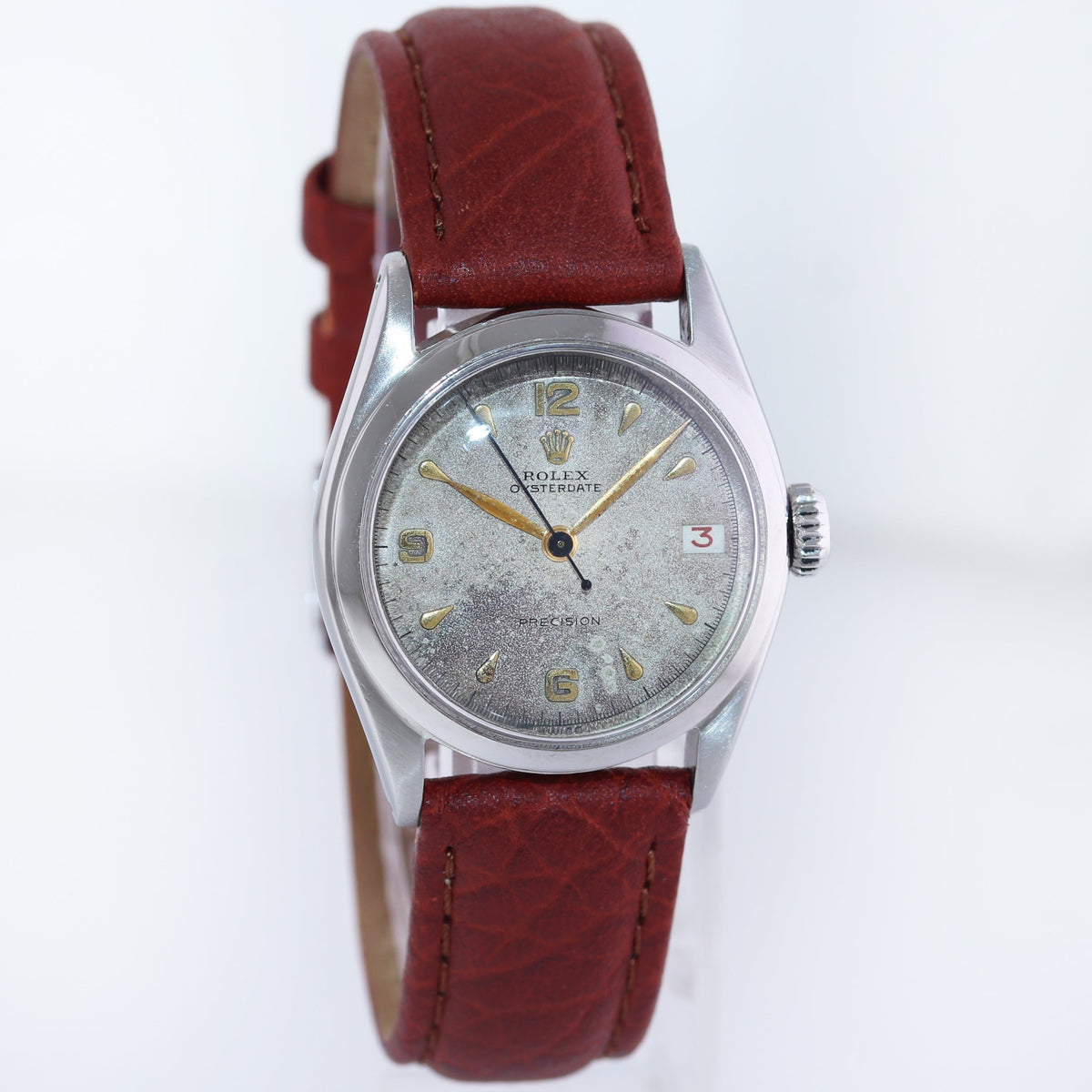 VINTAGE Rolex Oysterdate Precision 6066 Tropical Patina Dial 31mm Stee