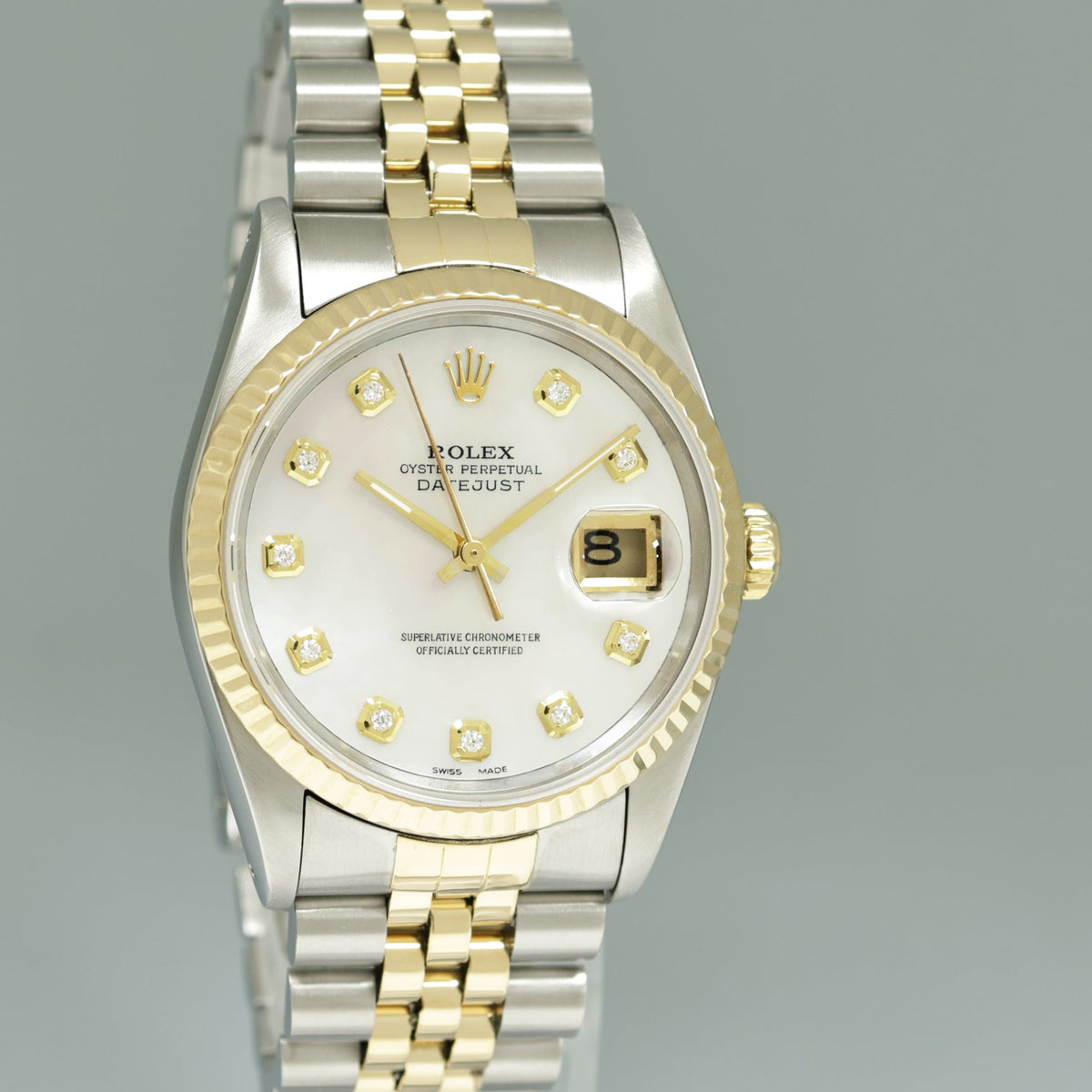 DIAMOND Pearl Rolex DateJust 16233 Two-Tone Yellow Gold Jubilee Watch