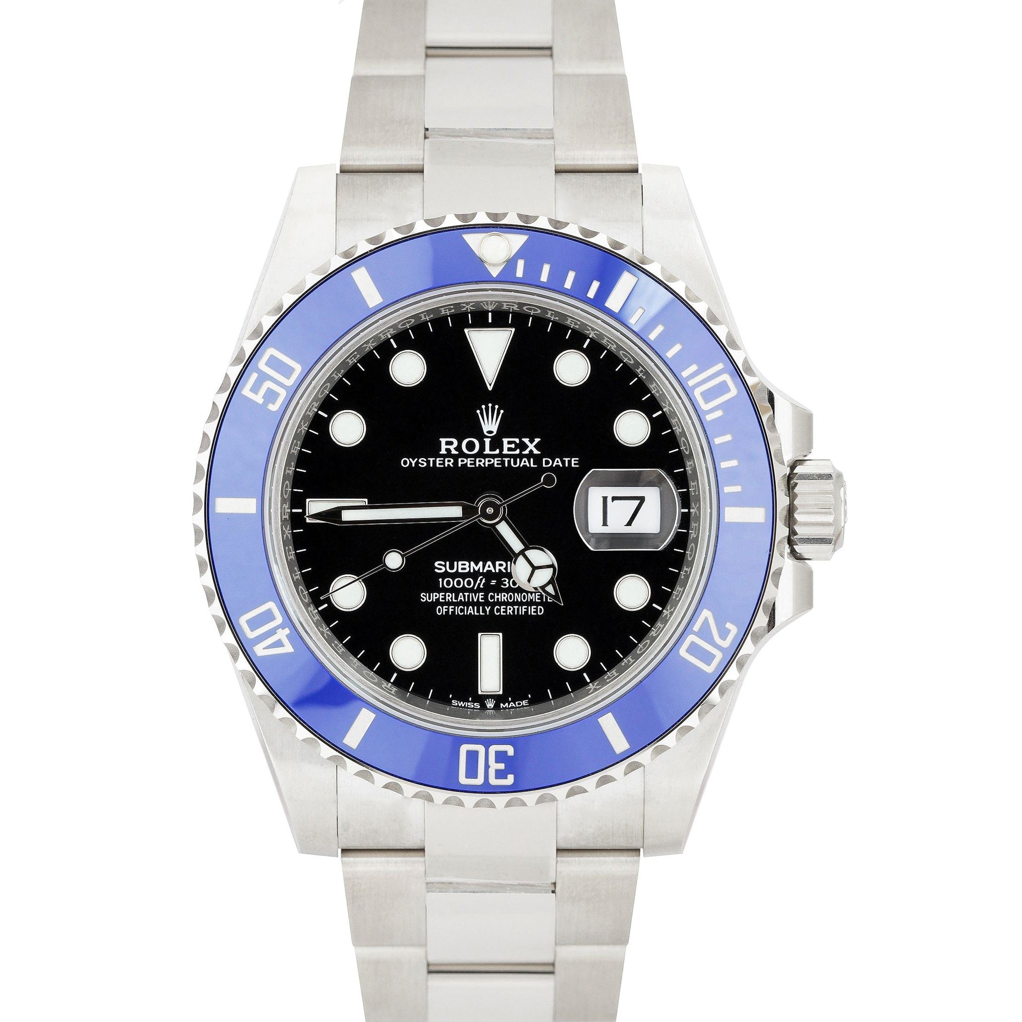 Rolex NEW CARD Submariner Date 126619 LB 41mm 18K White Gold Dive Blue