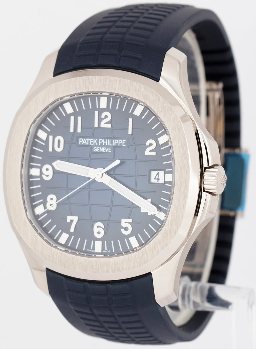 PAPERS Patek Philippe Aquanaut Blue 18K White Gold 42.2mm Watch 5168G-