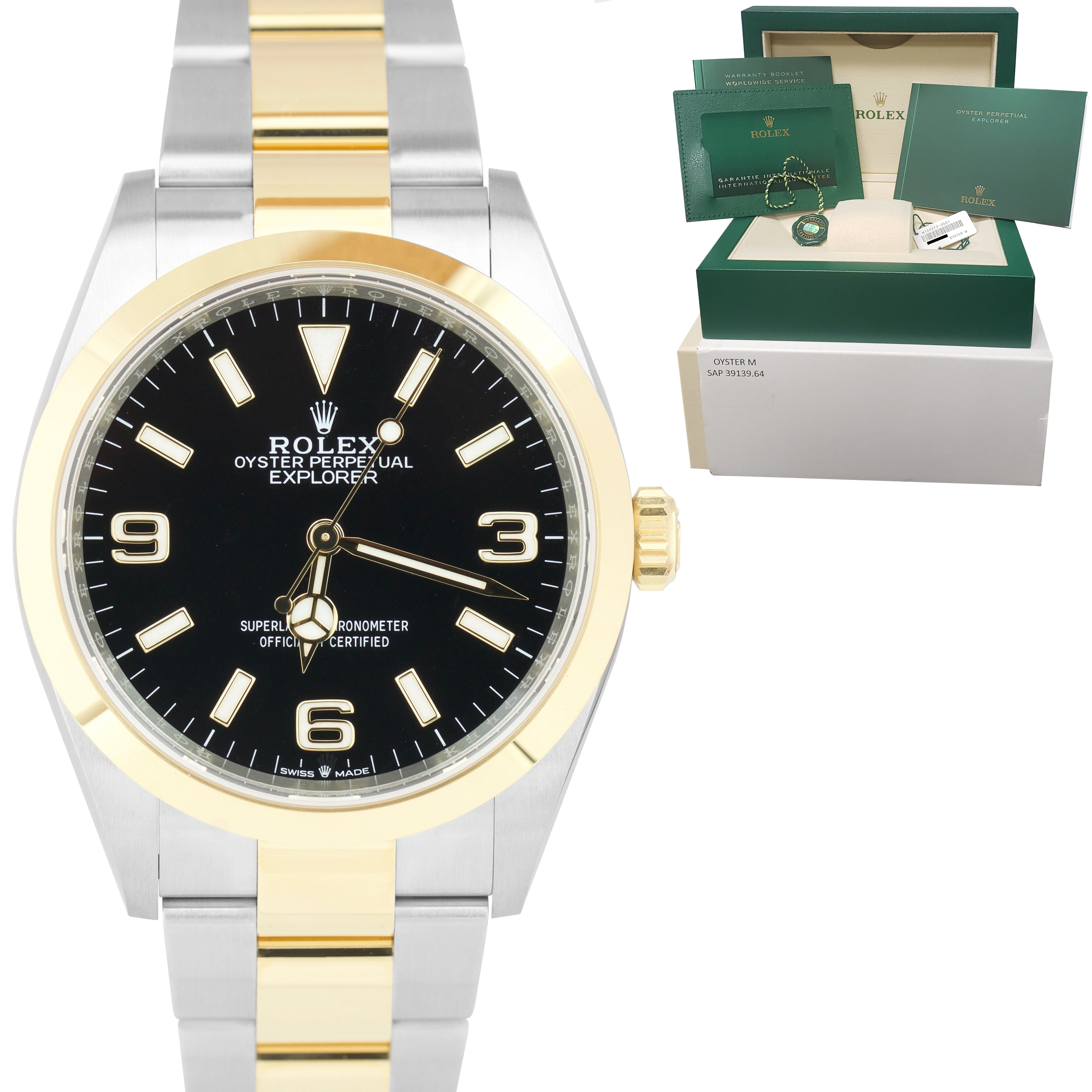 JULY 2022 Rolex Explorer I Black Two-Tone Yellow Gold Steel 36mm 12427