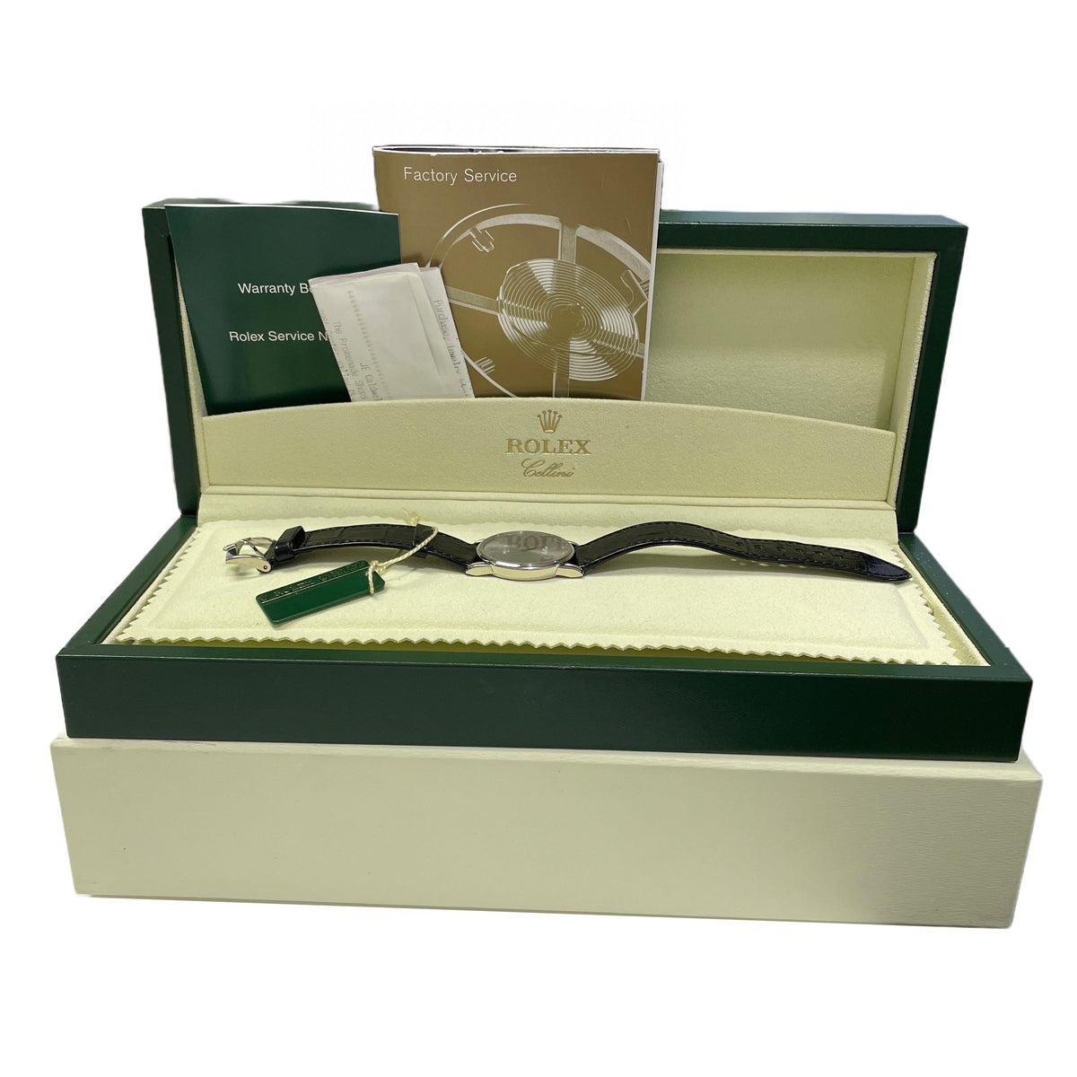 MINT Rolex Cellini Classic RHODIUM Gray Roman 18K White Gold 32mm 5116