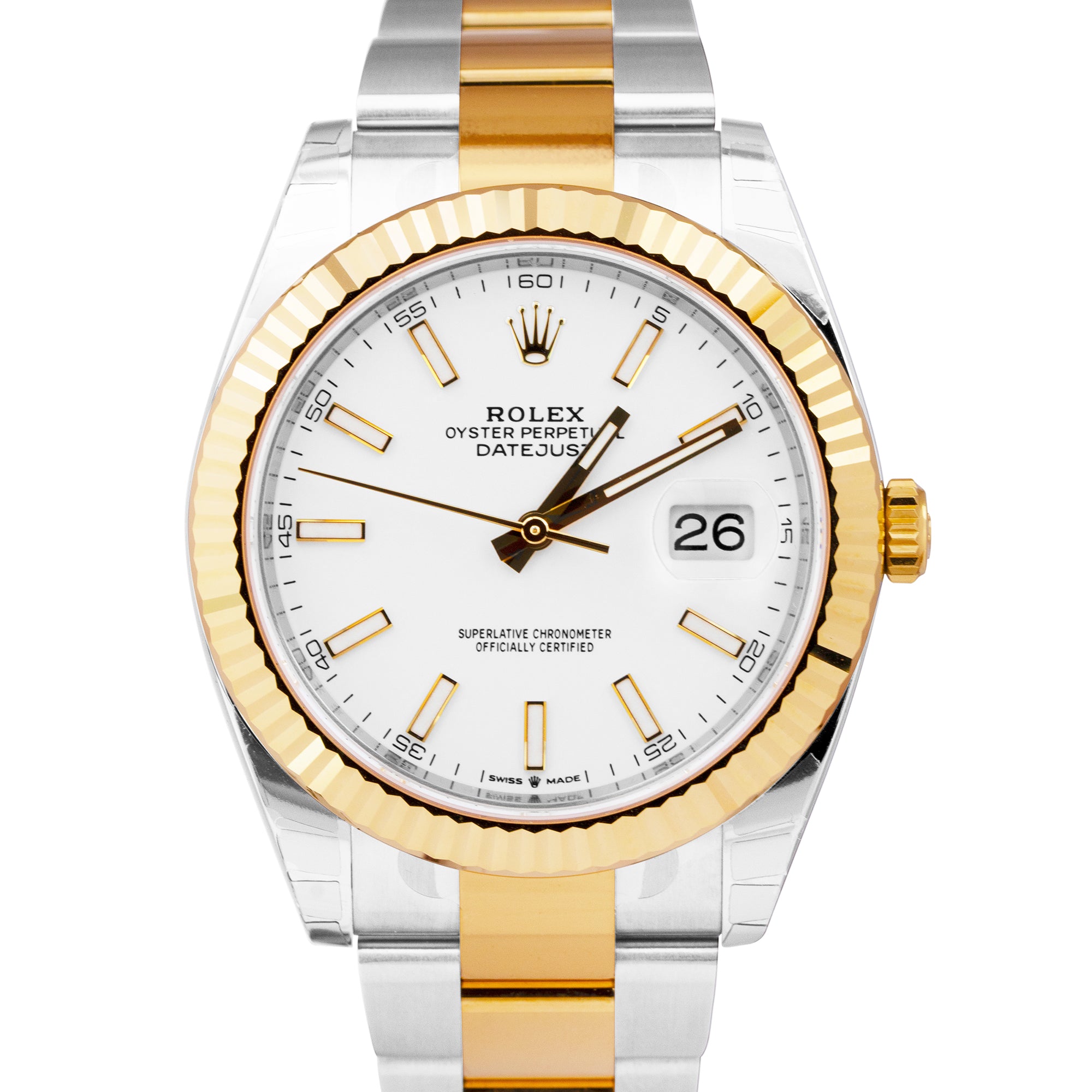 NEW STICKERED 2022 Rolex DateJust 41mm White Two-Tone Gold Watch 12633