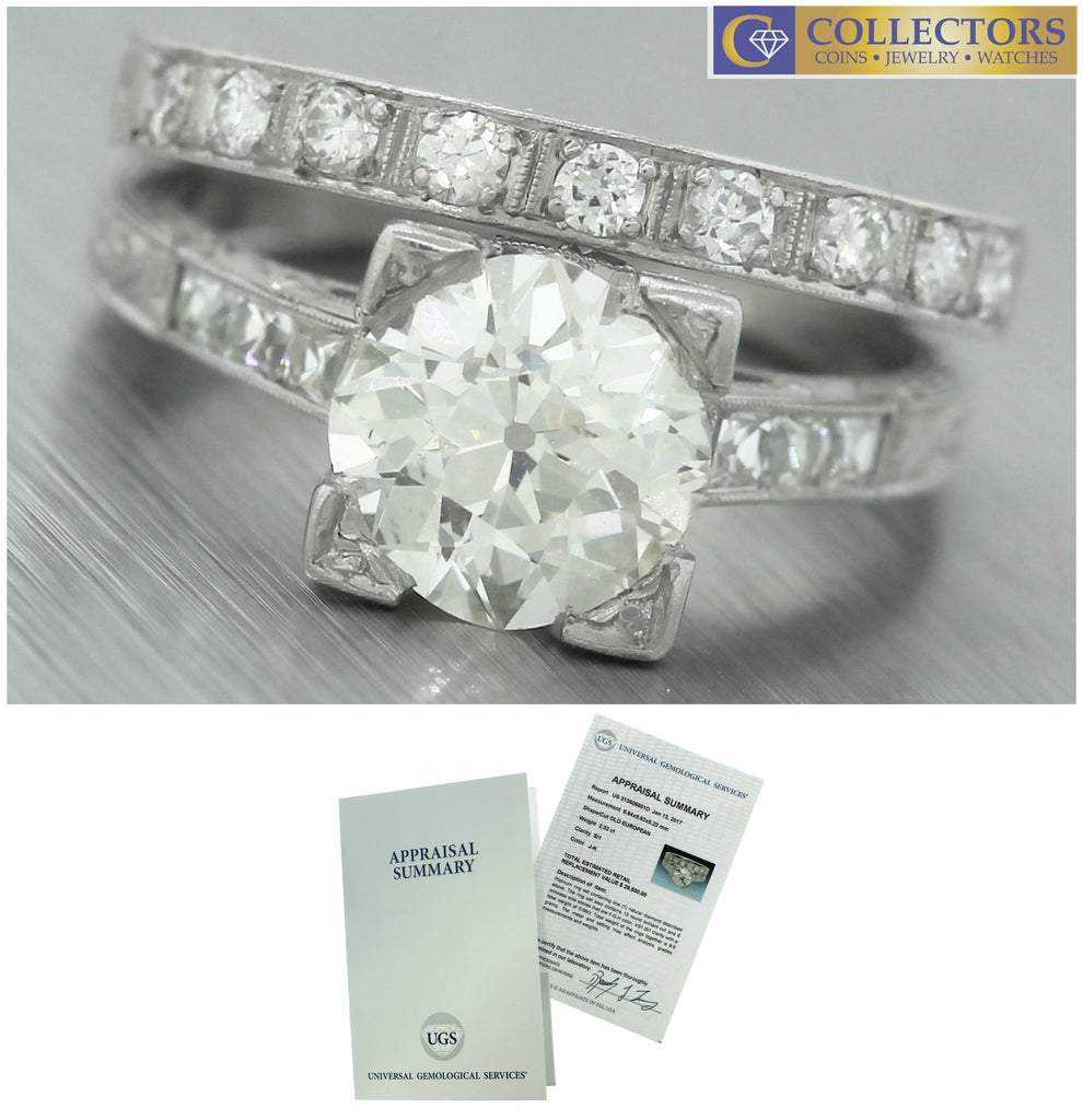 Ladies Antique Art Deco Platinum 3.00ctw Diamond Stackable Engagement